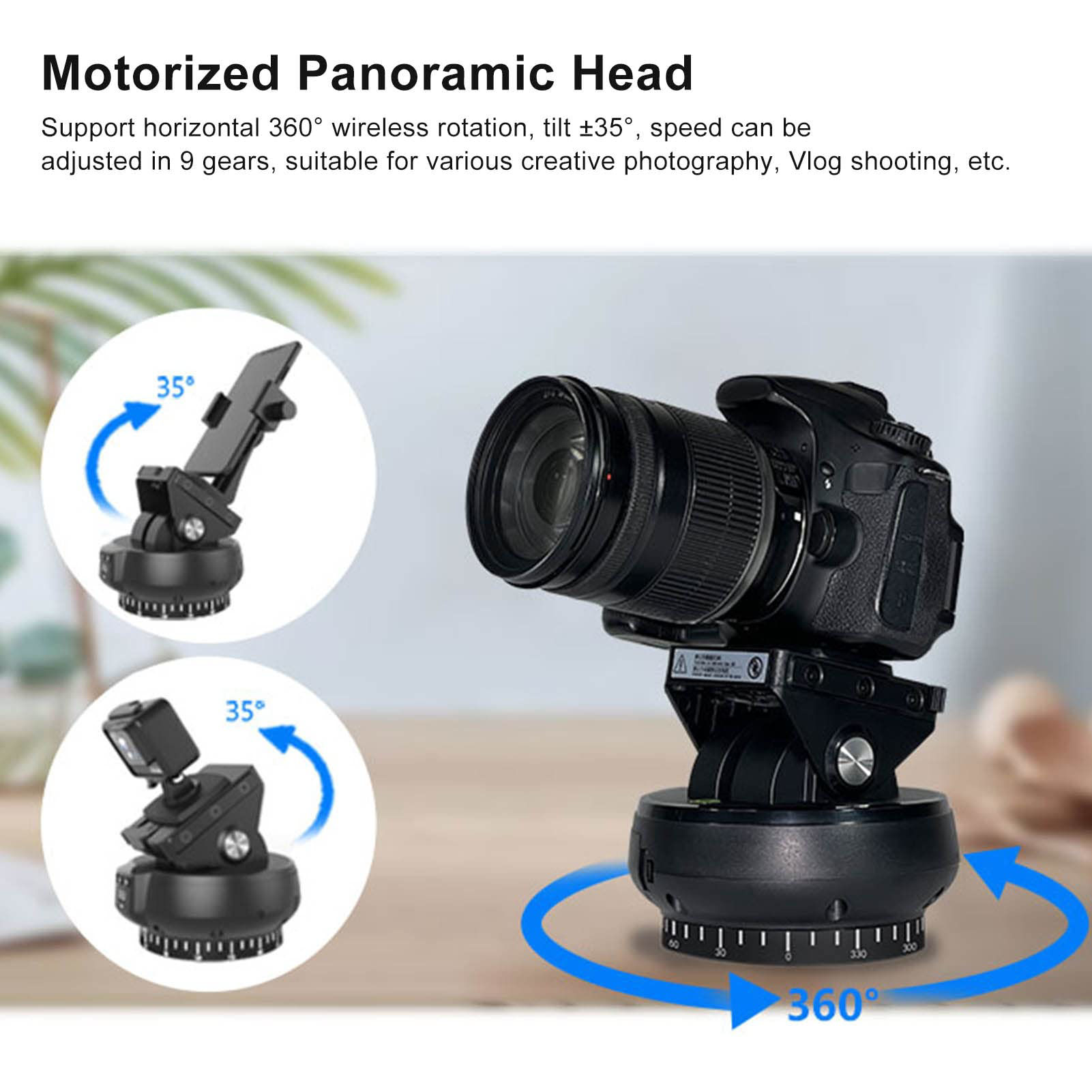 GetUSCart- Motorized Pan Tilt Head, 360° Rotation Motorized Panoramic ...
