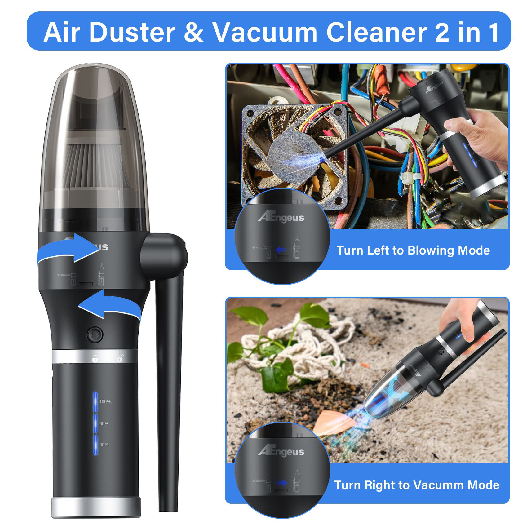 GetUSCart- ATEngeus Compressed Air Duster & Vacuum, 77000 RPM Cordless ...