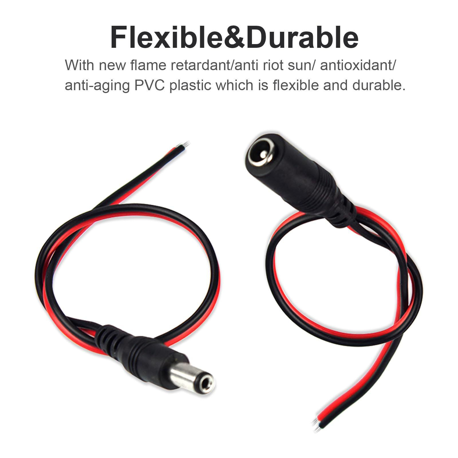 GetUSCart- DC Power Cable Connectors (Real 18AWG Copper Strands ...