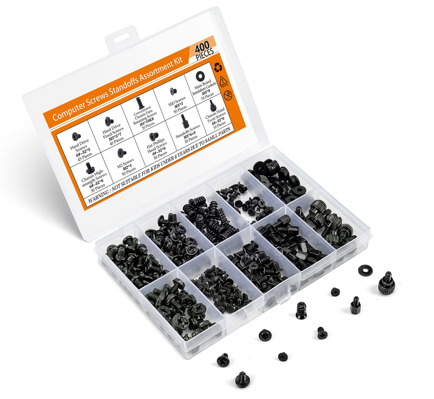 Getuscart 400pcs Motherboard Standoffs Computer Screws Assortment Kit