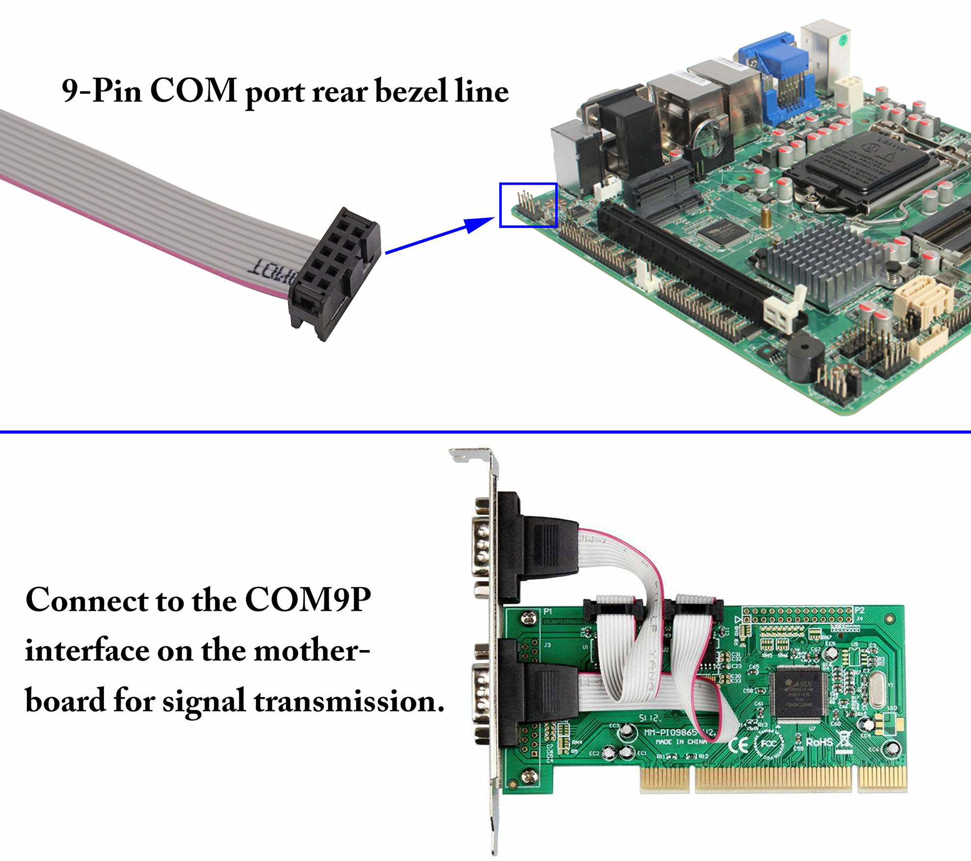GetUSCart- zdyCGTime 2 Port DB9 RS232Serial Port Bracket to 10 pin HeaderRibbon Cable Connector ...