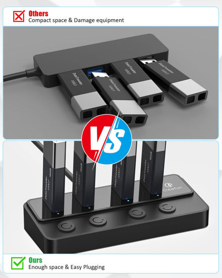 GetUSCart- Qeefun 4-Port USB Hub 3.0, Individual LED Power Switches USB ...
