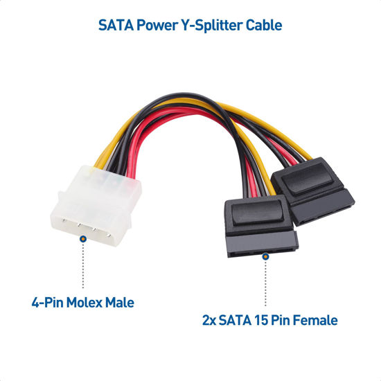 GetUSCart- Cable Matters 3-Pack 4 Pin Molex to Dual SATA Power Y-Cable ...