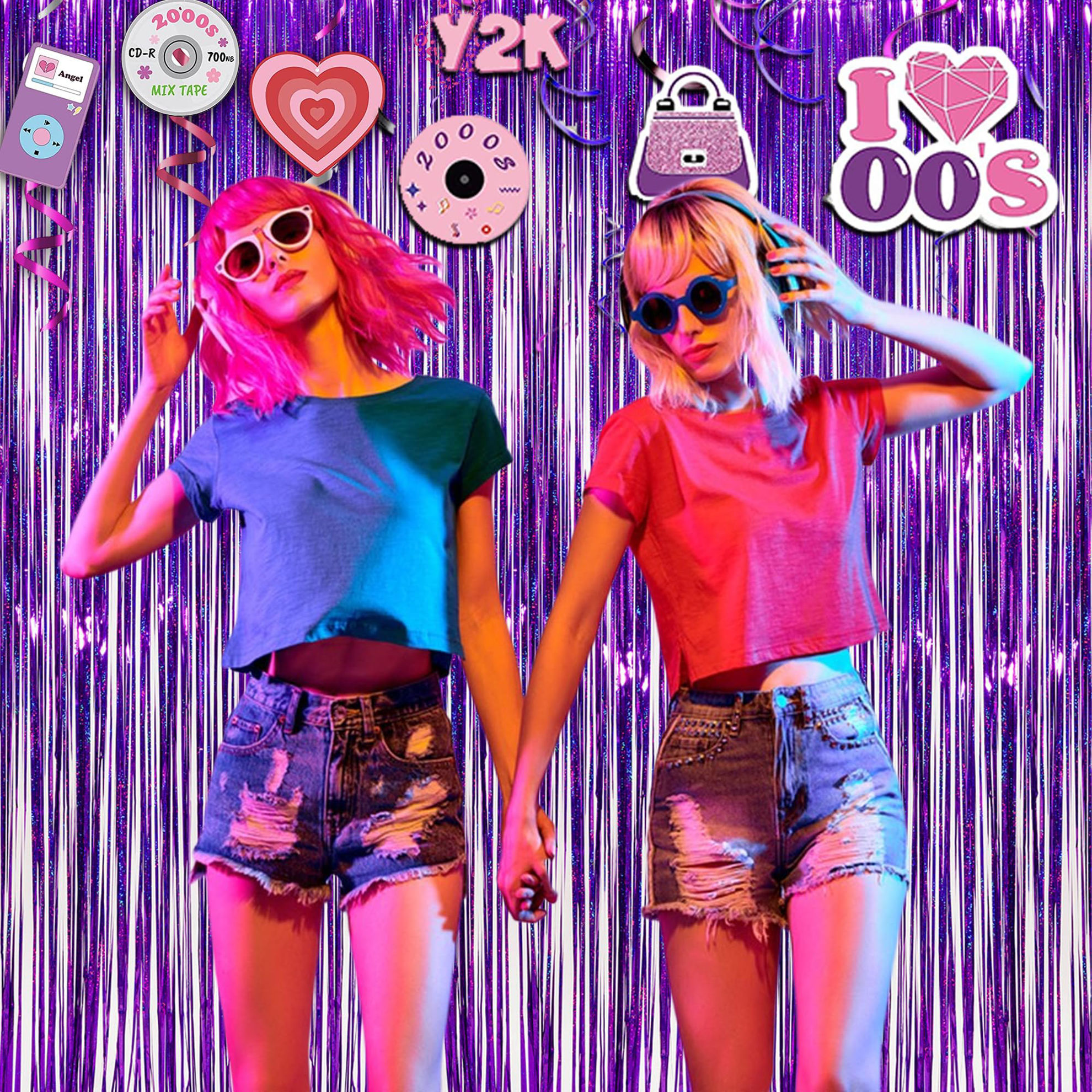 GetUSCart- Purple Tinsel Curtain Party Backdrop - GREATRIL Foil Fringe ...