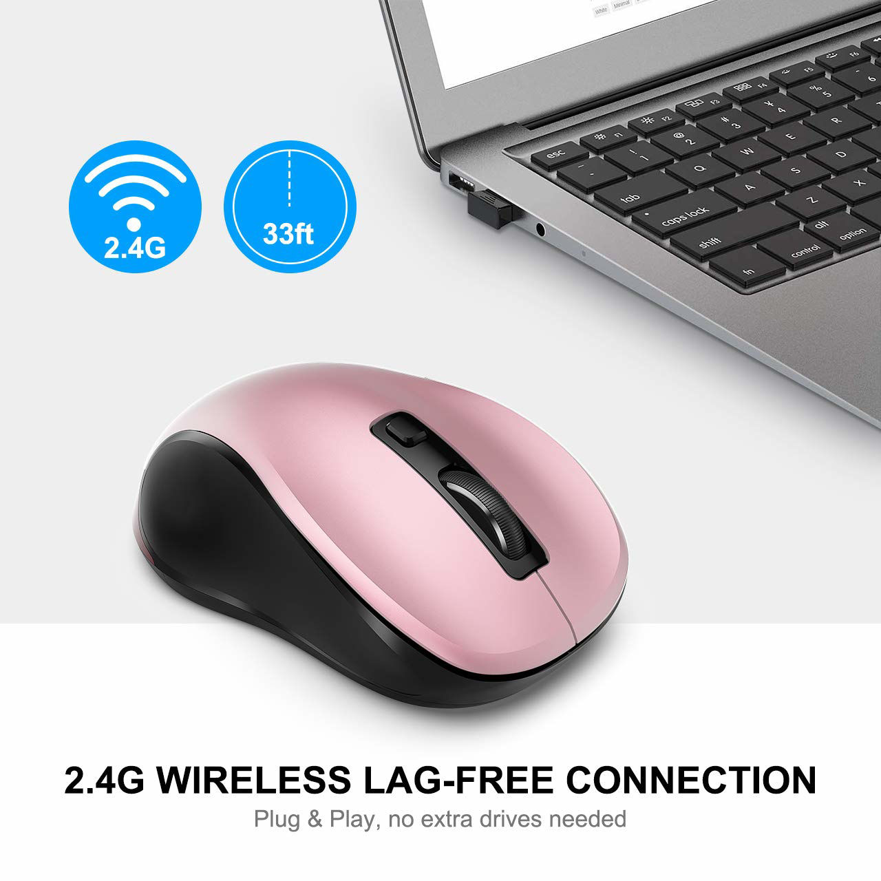 GetUSCart- WisFox 2.4G Wireless Mouse for Laptop, Ergonomic Computer ...