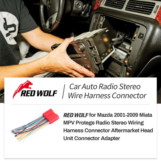 GetUSCart- RED WOLF Radio Wiring Harness Connector Compatible with Mazda 2001-2017 Miata MPV ...