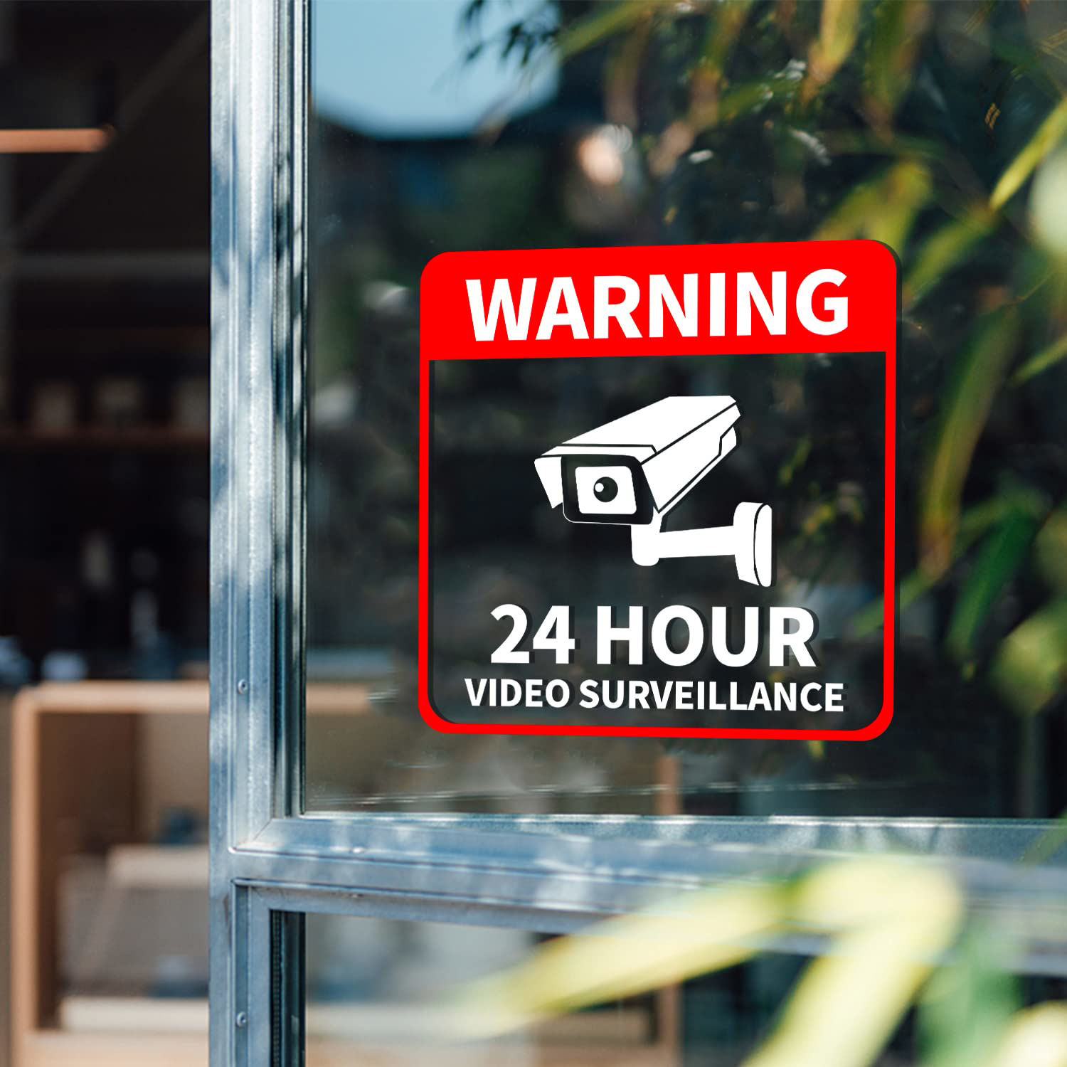 GetUSCart- Video Surveillance Sticker Vinyl 6 x 6 Inch 24 Hour CCTV ...