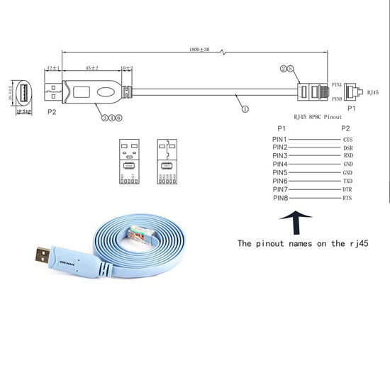 GetUSCart- OIKWAN USB Console Cable, USB to RJ45 Console Cable for ...