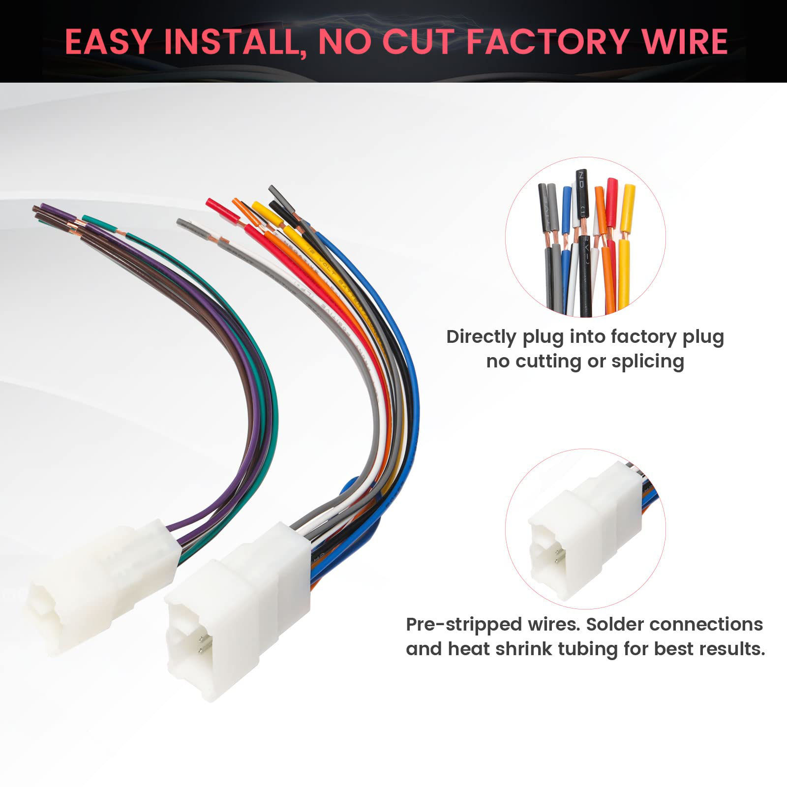 GetUSCart- RED WOLF Radio Wiring Harness Connector Select for Toyota ...