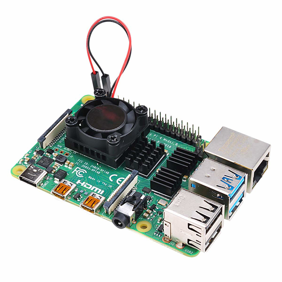 GetUSCart- Enokay Raspberry Pi 4 Model B Heat Sink Single Cooling Fan ...