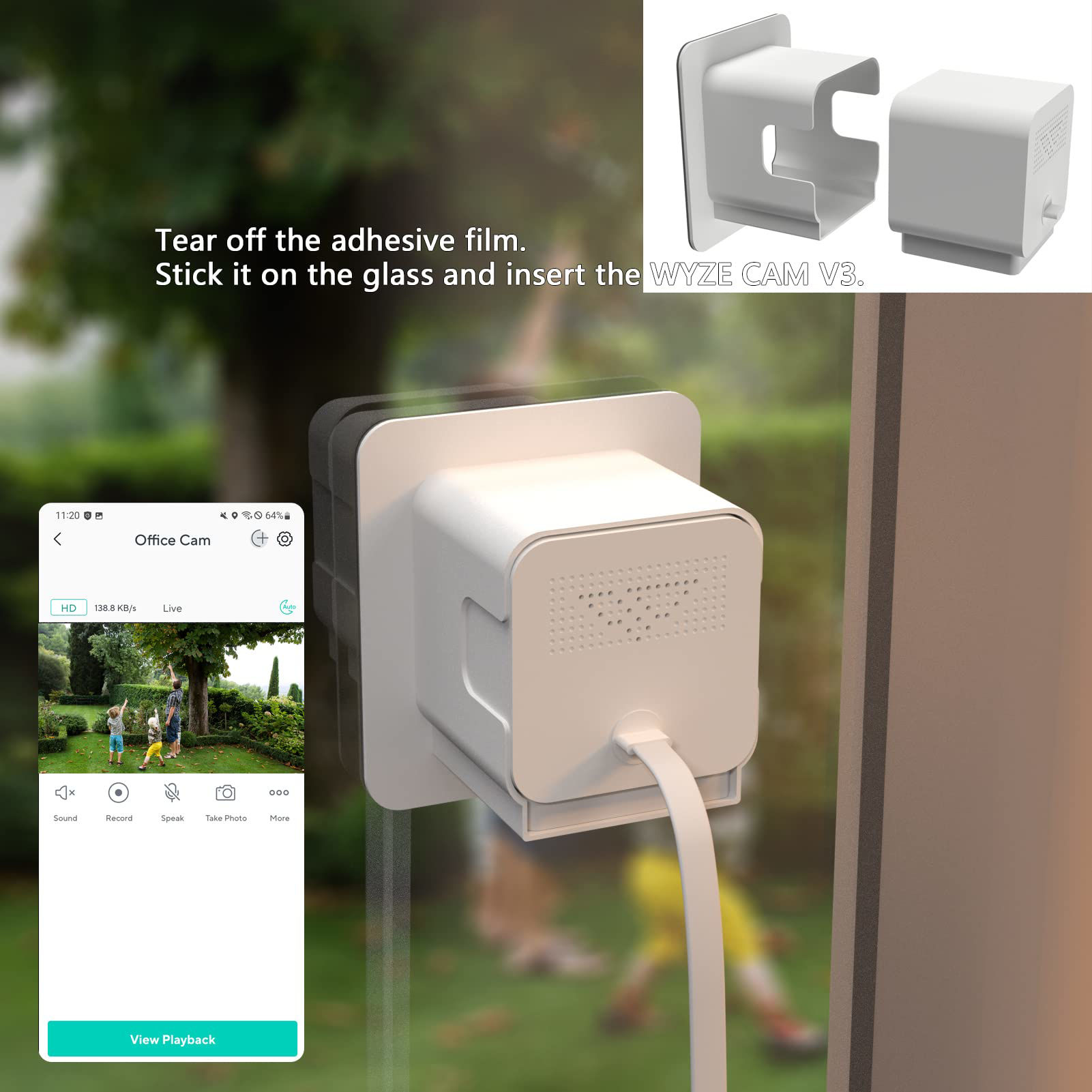 GetUSCart- Teccle Window Mount for Wyze Cam V3, Through Window Glass ...