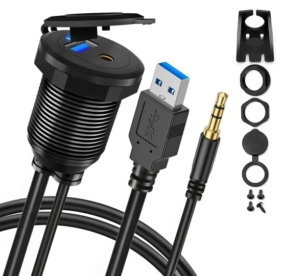 GetUSCart- sartyee USB Flush Mount Cable 3.3FT, USB 3.0 & 3.5mm AUX Car ...