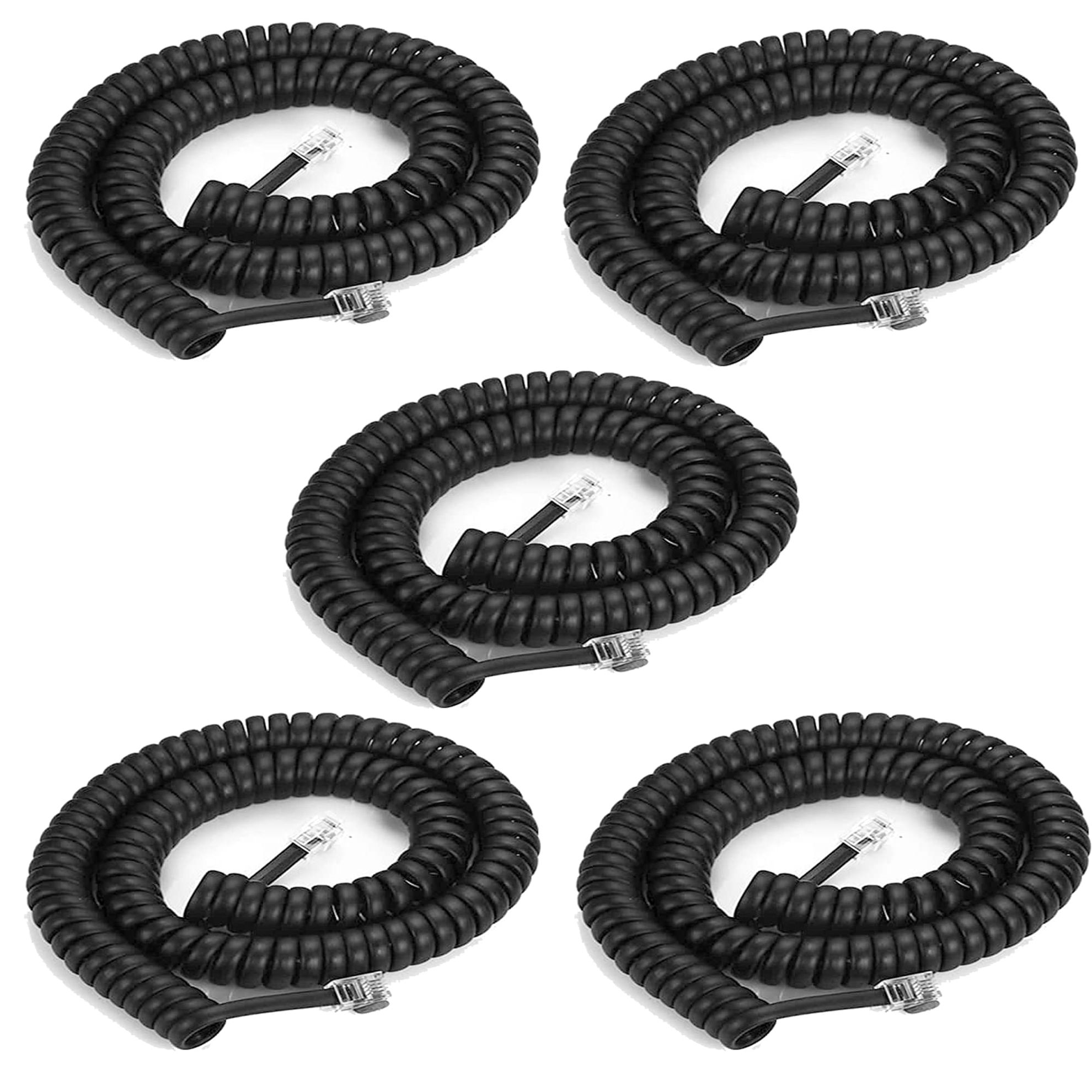 GetUSCart- 5 Pack Phone Cord Landline8Ft Uncoiled / 1.4Ft Coiled ...