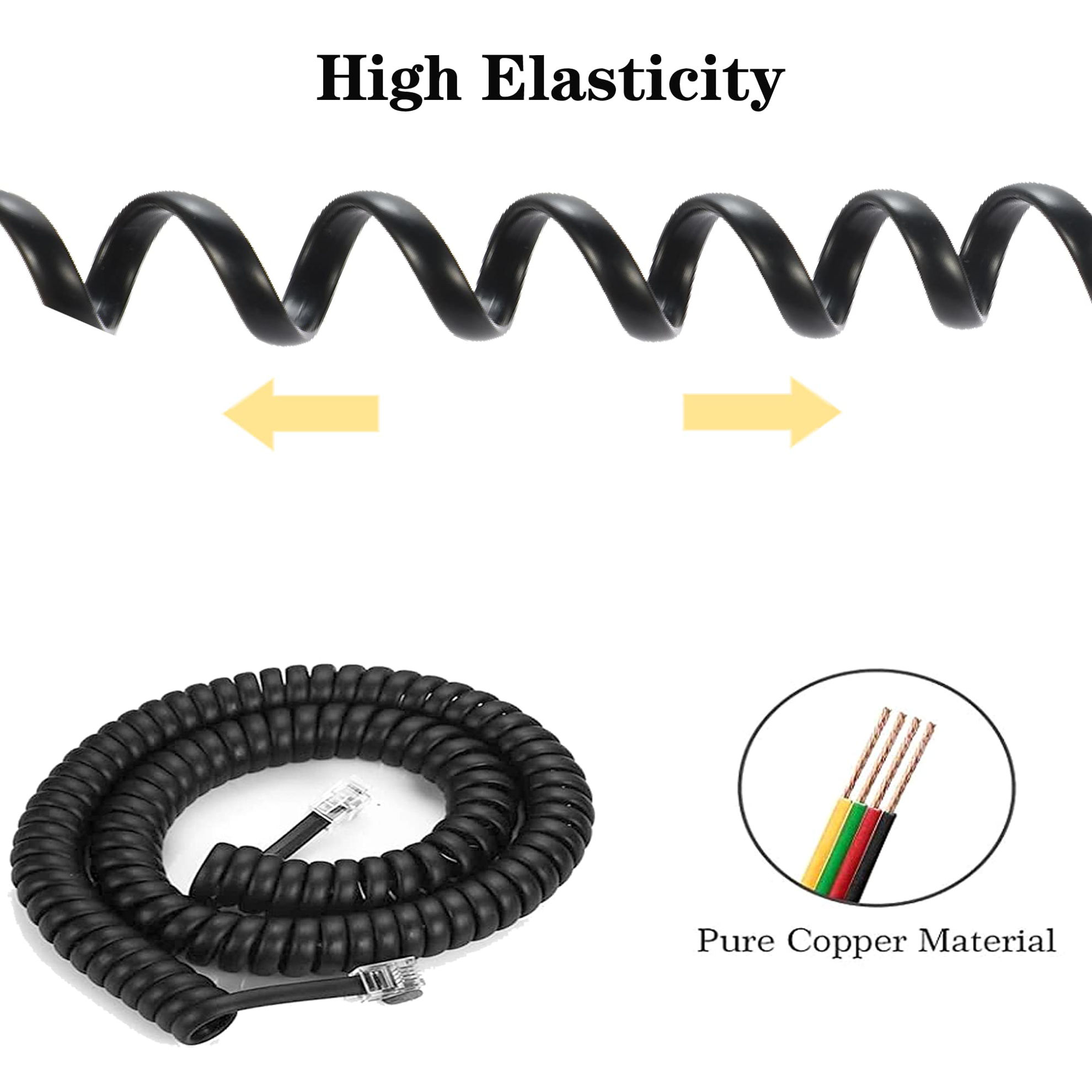 GetUSCart- 5 Pack Phone Cord Landline8Ft Uncoiled / 1.4Ft Coiled ...