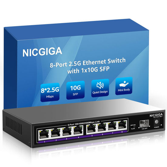 GetUSCart- 8 Port 2.5G Ethernet Switch 10G SFP Uplink, NICGIGA ...