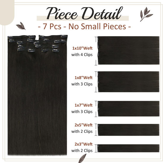 GetUSCart- Full Shine 20 Inch Clip in Hair Extensions Black Human Hair ...