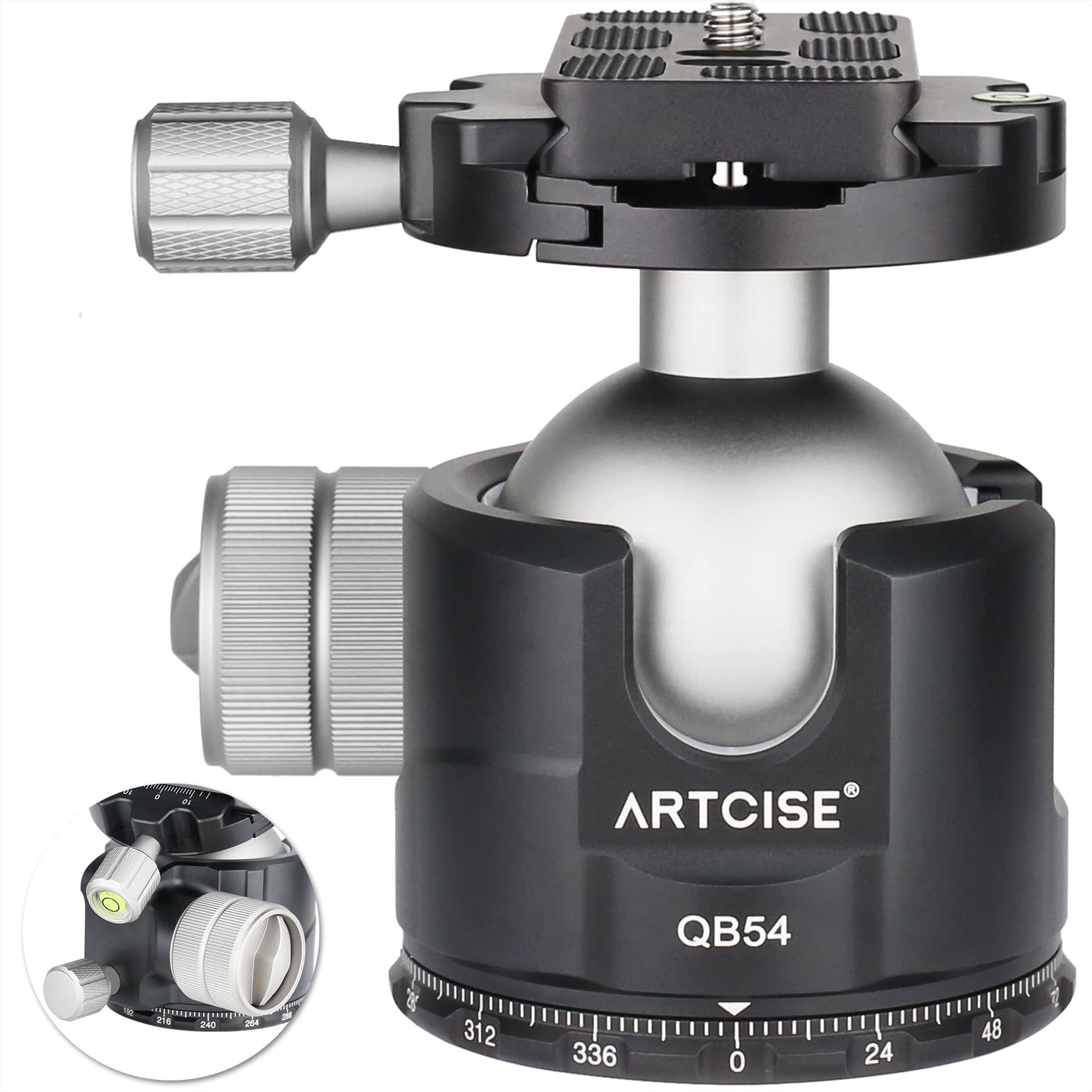 GetUSCart- Low Profile Ball Head Unique 54mm Ball 360 Panoramic Tripod ...