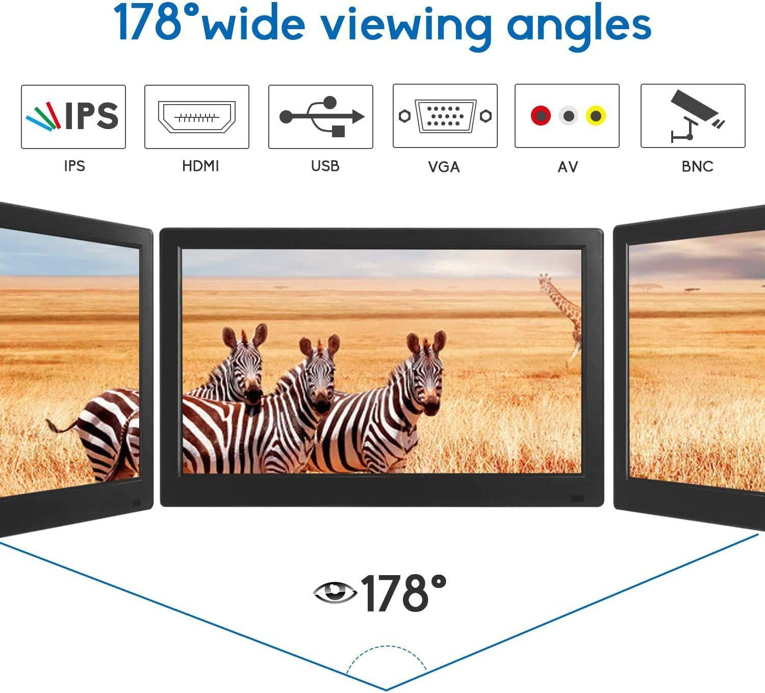 GetUSCart- 12 inch security monitor,1920×1080 FHD small tv with USB ...