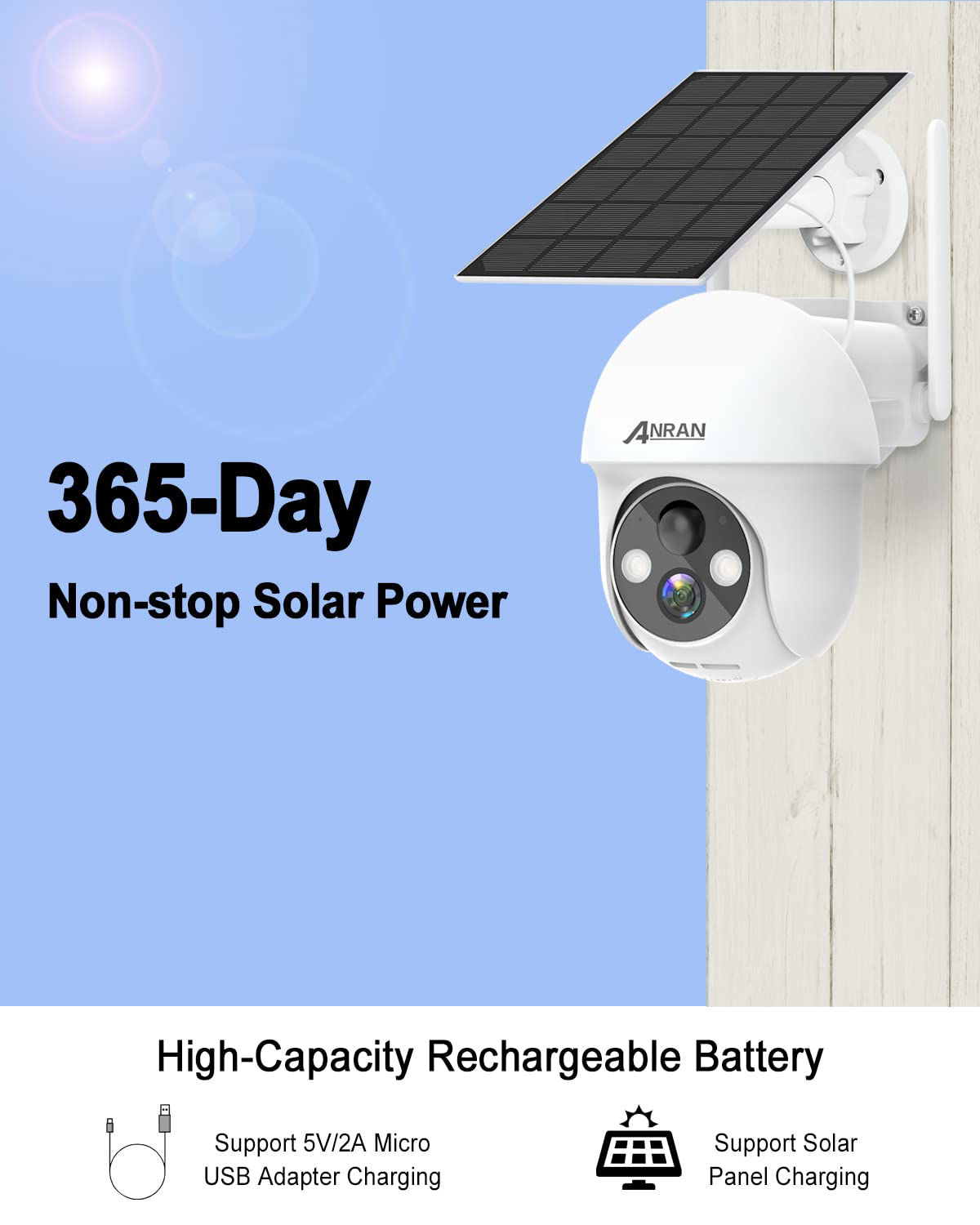 GetUSCart- ANRAN Security Camera Wireless Outdoor, 2K Solar Outdoor ...