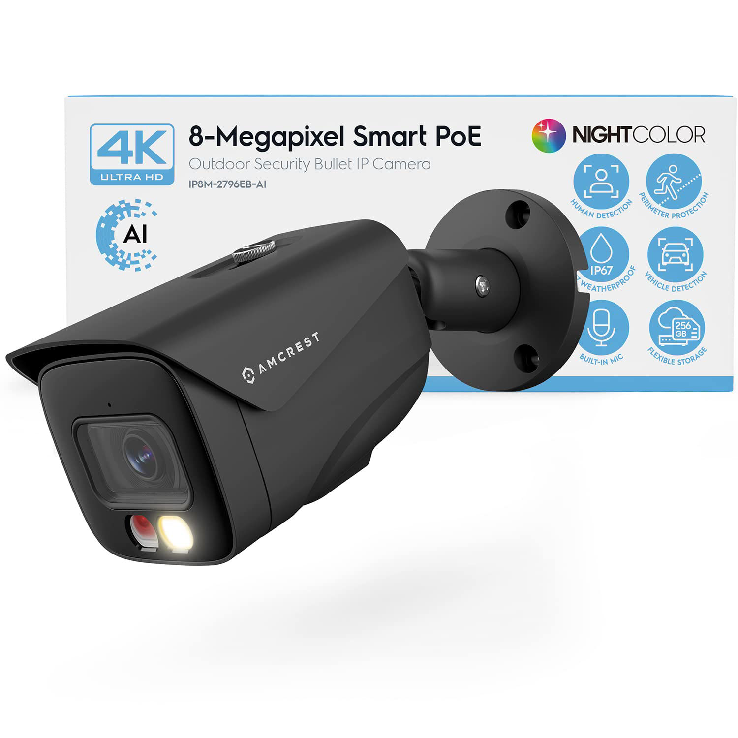 GetUSCart- Amcrest UltraHD 4K (8MP) IP PoE AI Camera, FOV 129°, 49ft ...