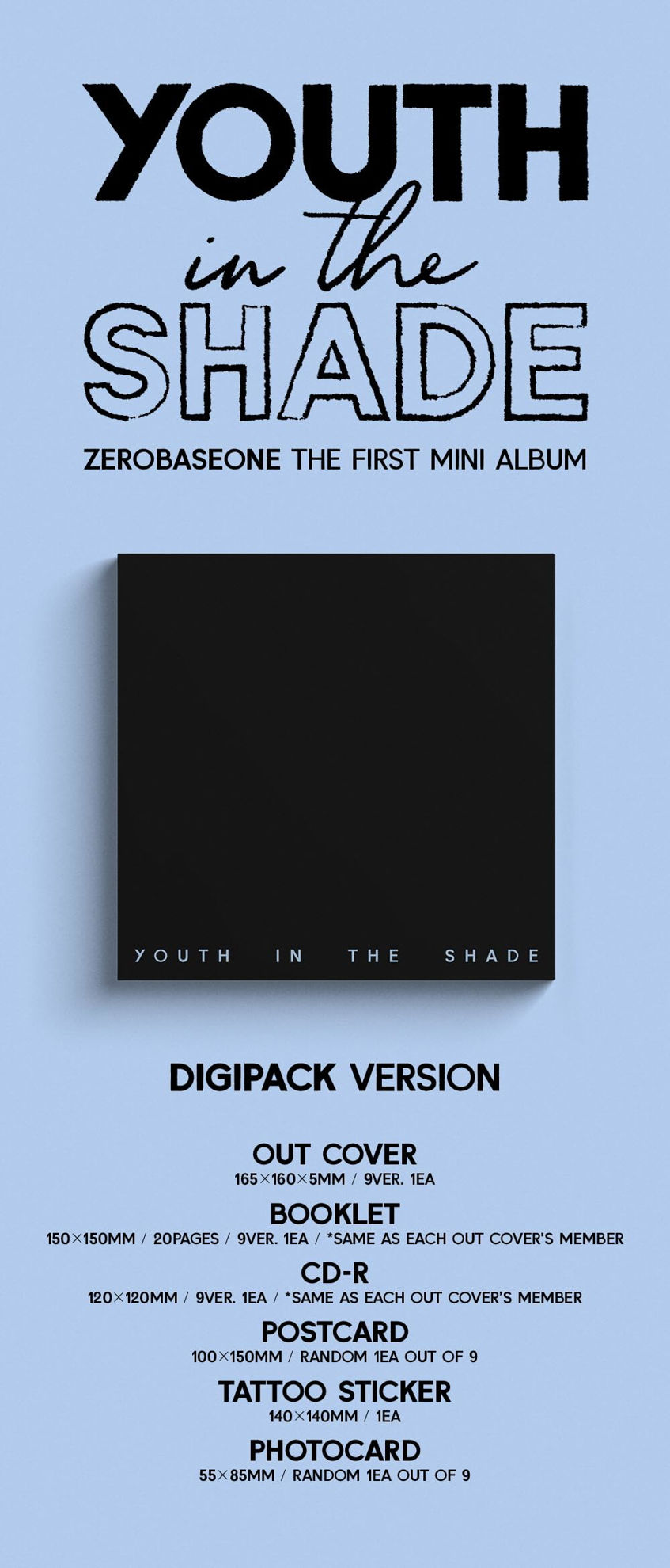GetUSCart- ZEROBASEONE - 1st Mini Album Youth in The Shade Digipack Version CD (Park Gun Wook ver.)