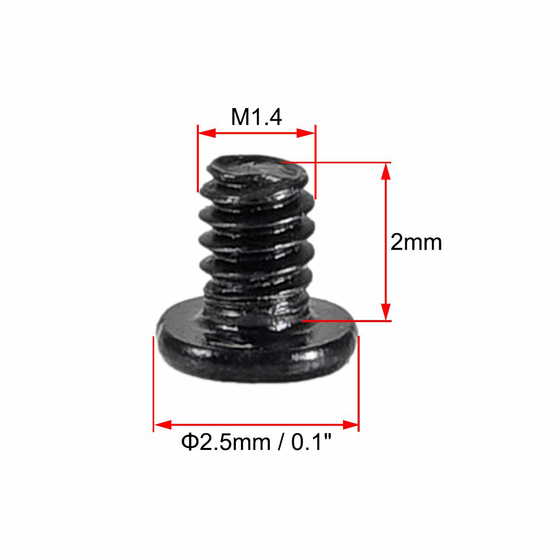 GetUSCart- uxcell M1.4x2mm Phillips Screw Fastener Black 2.5mm Dia ...