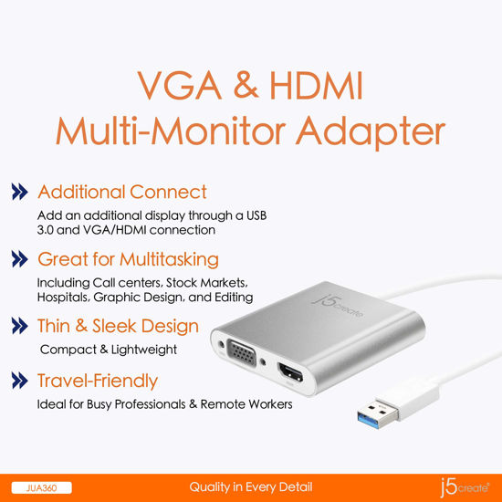 GetUSCart- j5create USB to HDMI VGA Multi-Monitor Adapter - Supports ...
