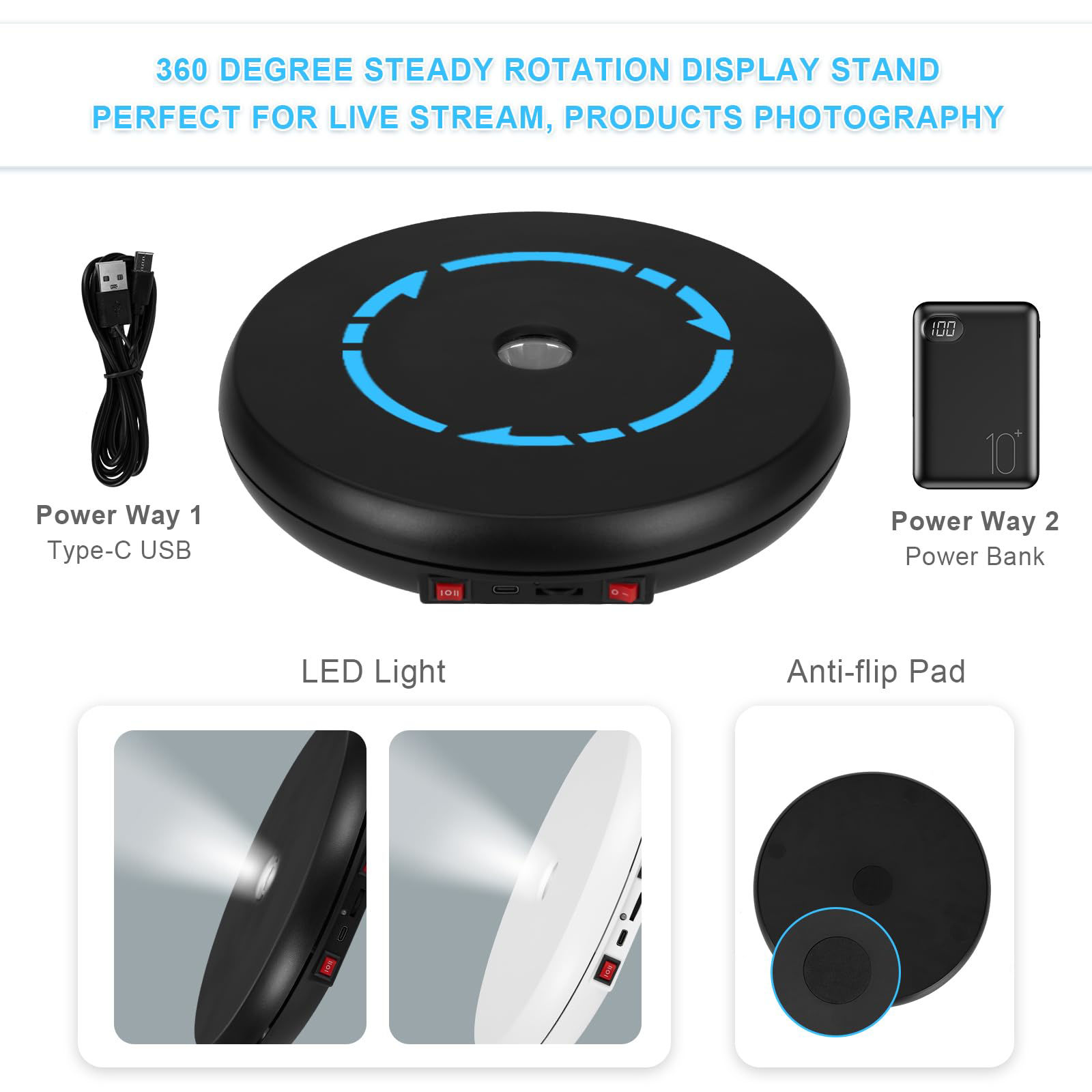 GetUSCart- Bosgladek Motorized Rotating Display Stand with LED Light ...