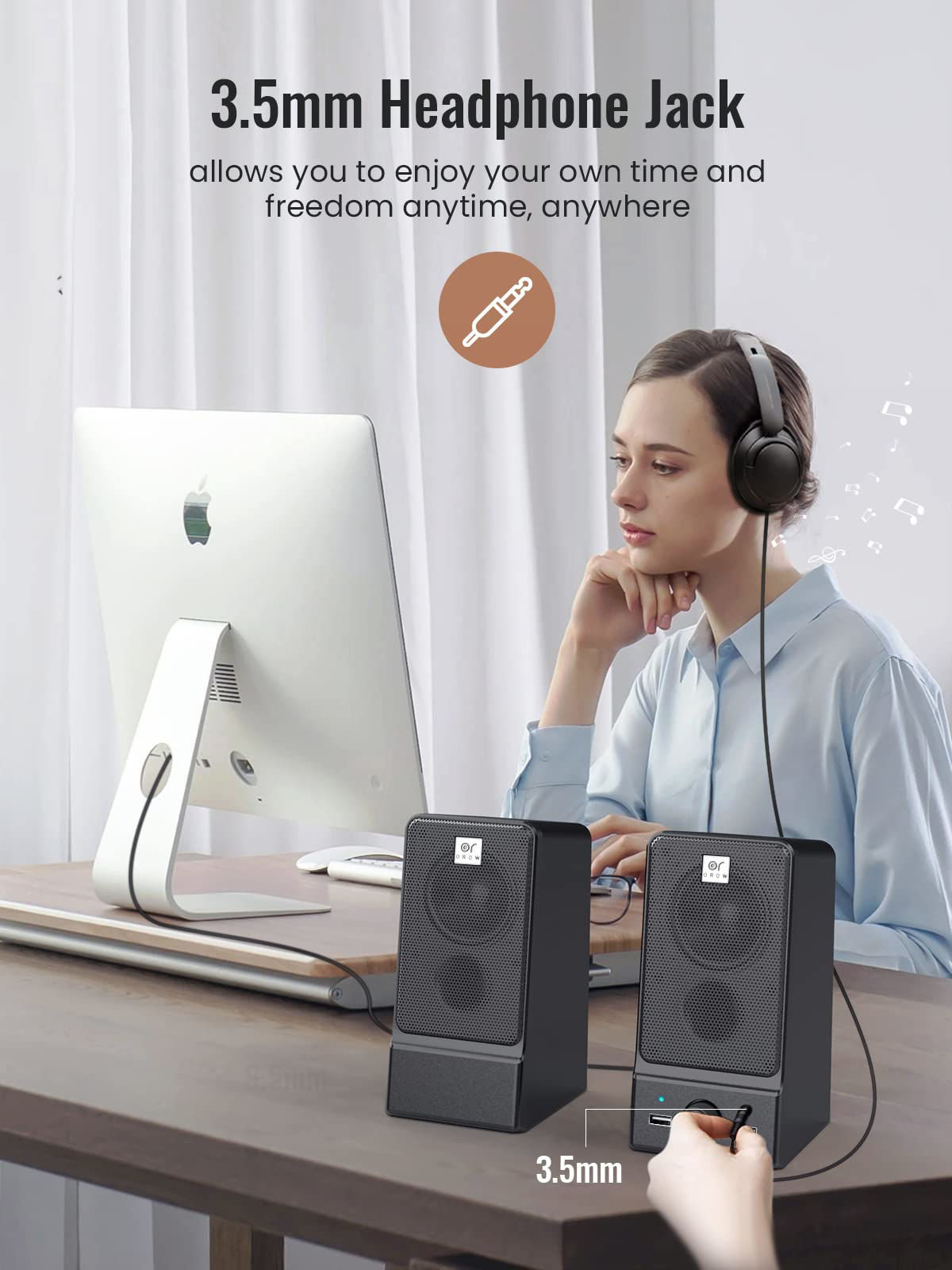 GetUSCart- OROW USB Computer Speakers,Dual 8W External Speakers for Laptop,Built-in DSP Sound ...