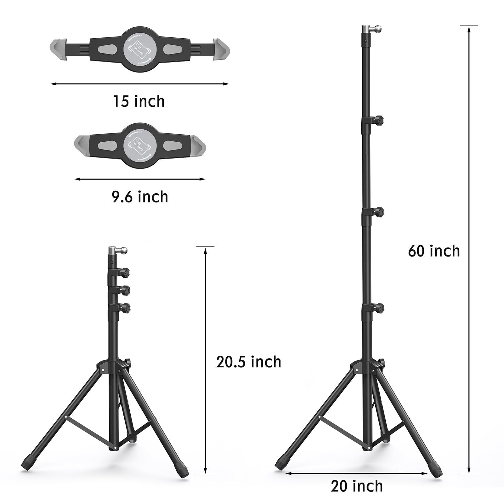 GetUSCart- IPad Tripod Floor Stand - Reinforced Telescoping Tablet ...