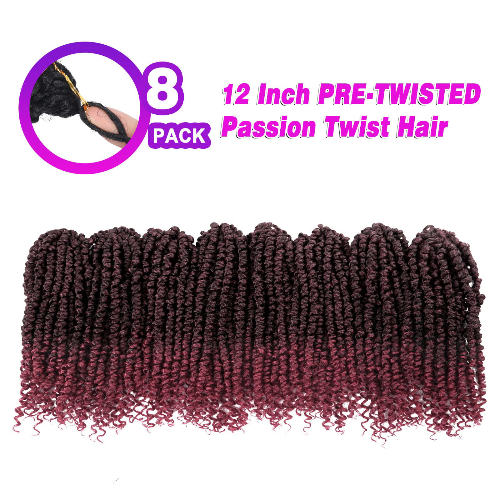 GetUSCart- Pre-twisted Passion Twist Crochet Hair 12 Inch Ombre Passion ...