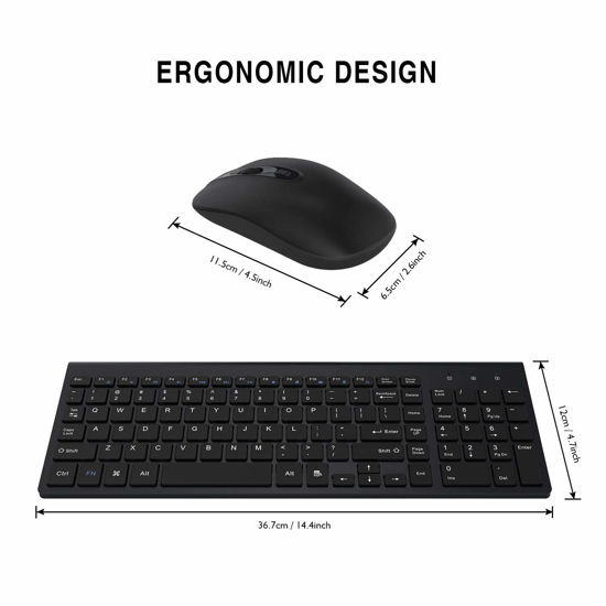 GetUSCart- Black Wireless Keyboard and Mouse Combo, cimetech Compact ...