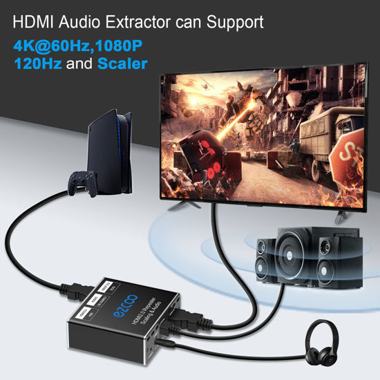 GetUSCart- HDMI Splitter 1x1 Audio Extractor 4K 60Hz Atmos CEC EDID ...