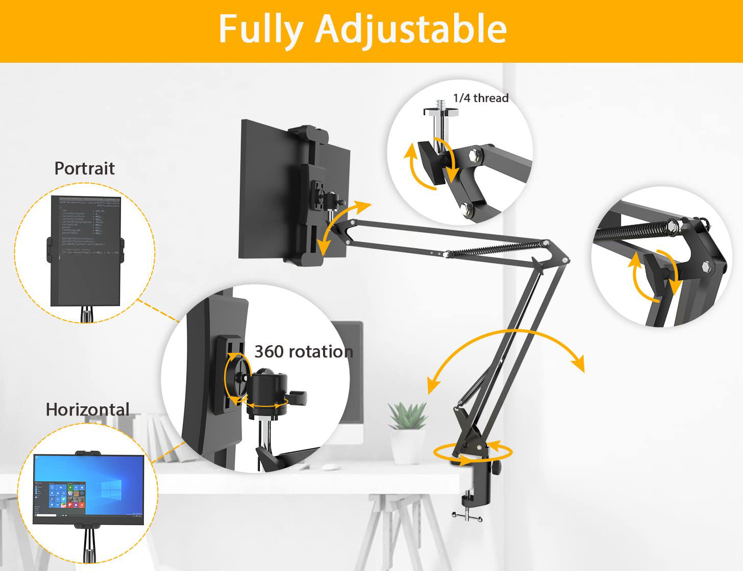 GetUSCart- LenTok Desk Tablet Arm Mount for iPad Portable Monitor 4.7 ...