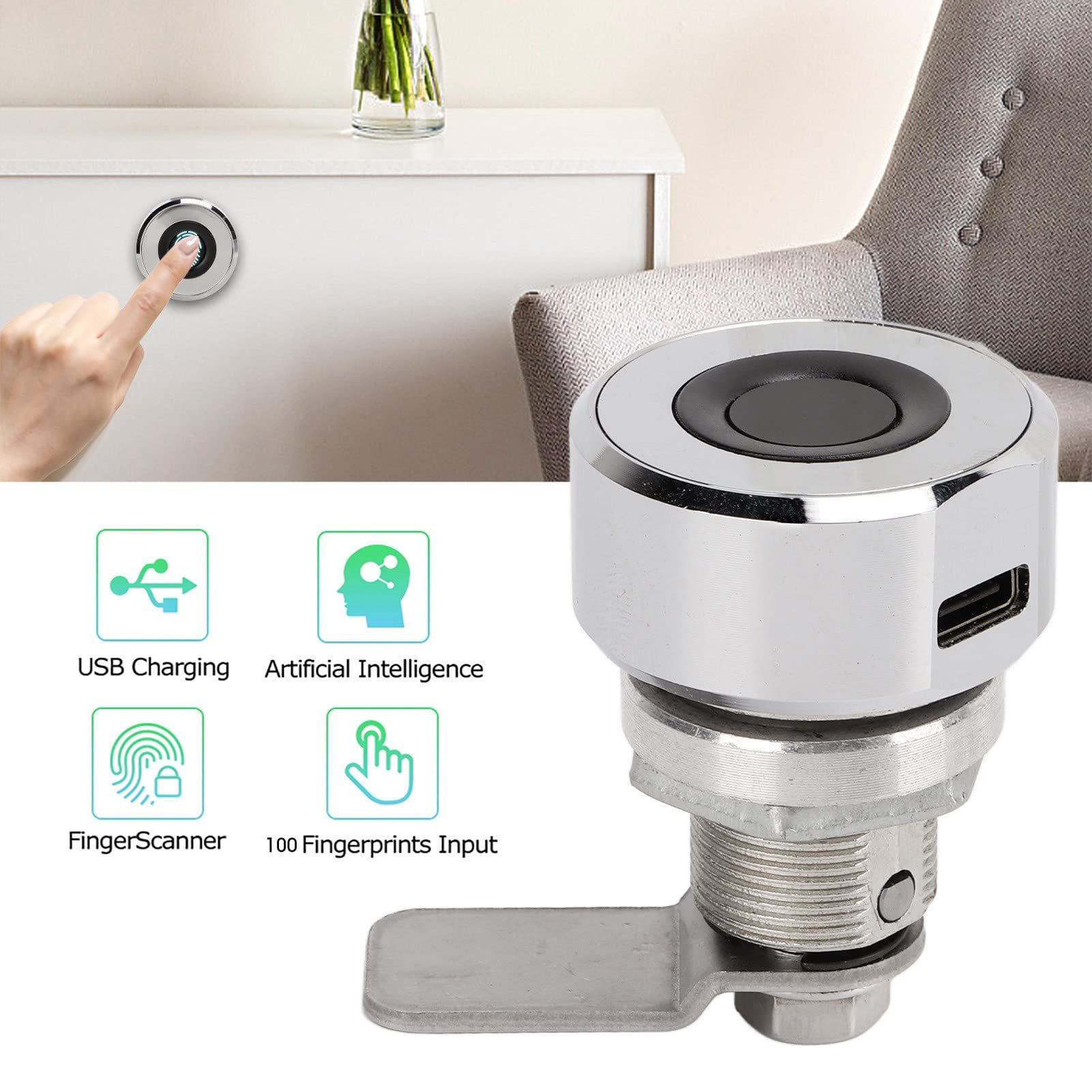 GetUSCart- Fingerprint Lock, 100 Sets Fingerprints Long Standby USB ...