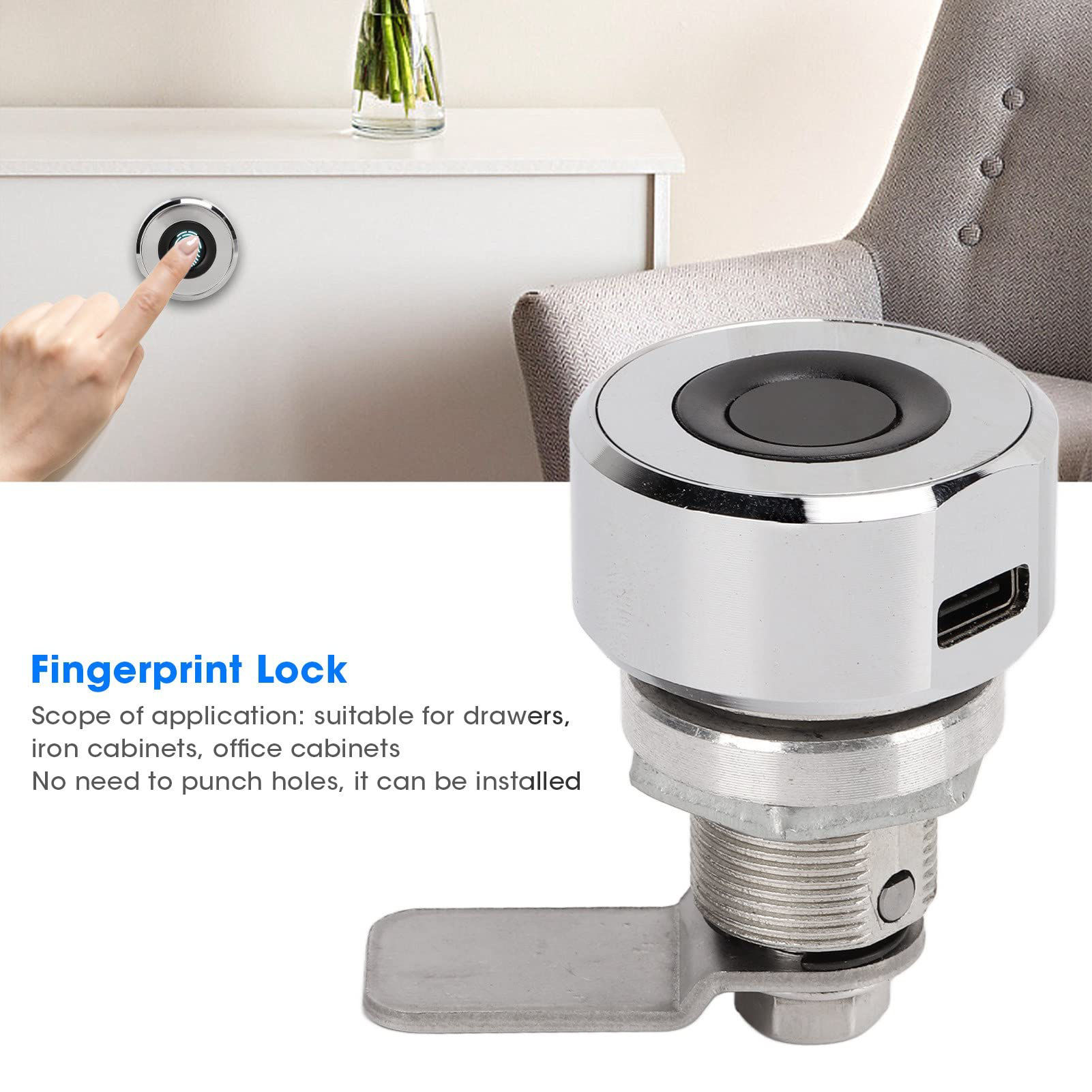 GetUSCart- Fingerprint Lock, 100 Sets Fingerprints Long Standby USB ...