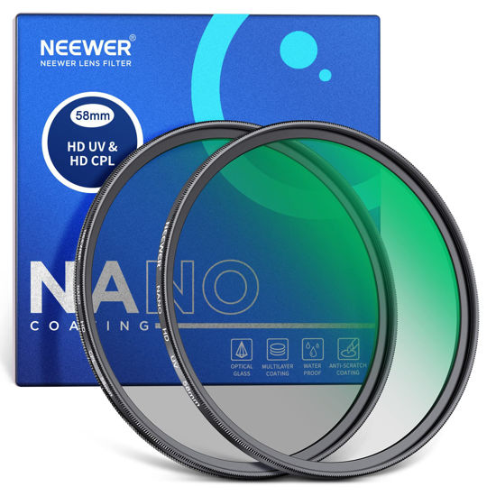 GetUSCart- NEEWER 58mm CPL UV Lens Filter Kit, Circular Polarizer/UV Protection Lens Filter Set ...