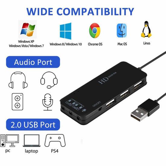 GetUSCart- USB Hubs Audio Adapter External Stereo Sound Card with 3.5mm ...