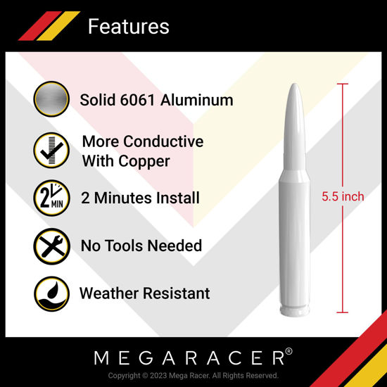 GetUSCart- Mega Racer White 50 Cal Bullet Style Antenna for Trucks ...