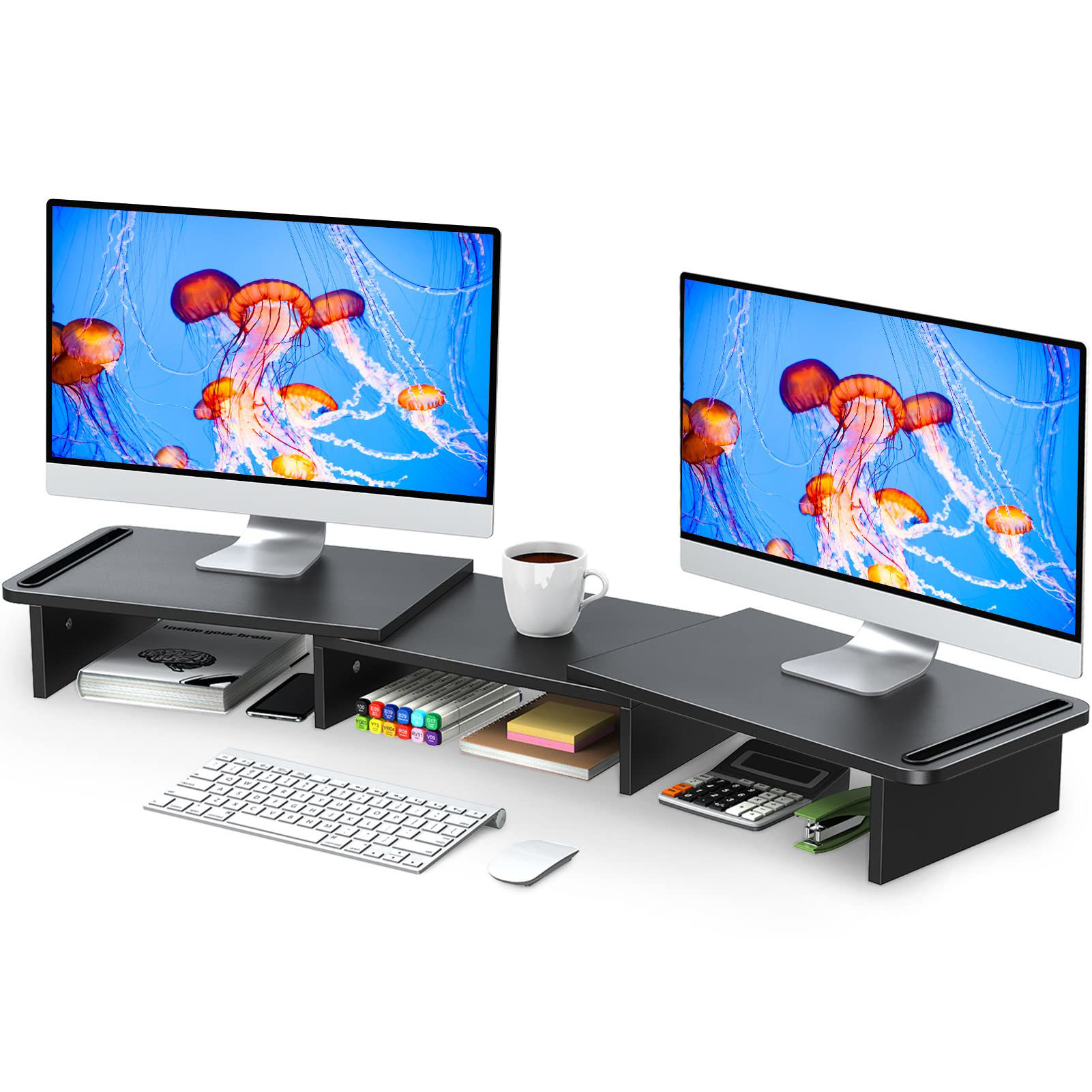 GetUSCart- Zimilar Dual Monitor Stand Riser, Monitor Stand with ...