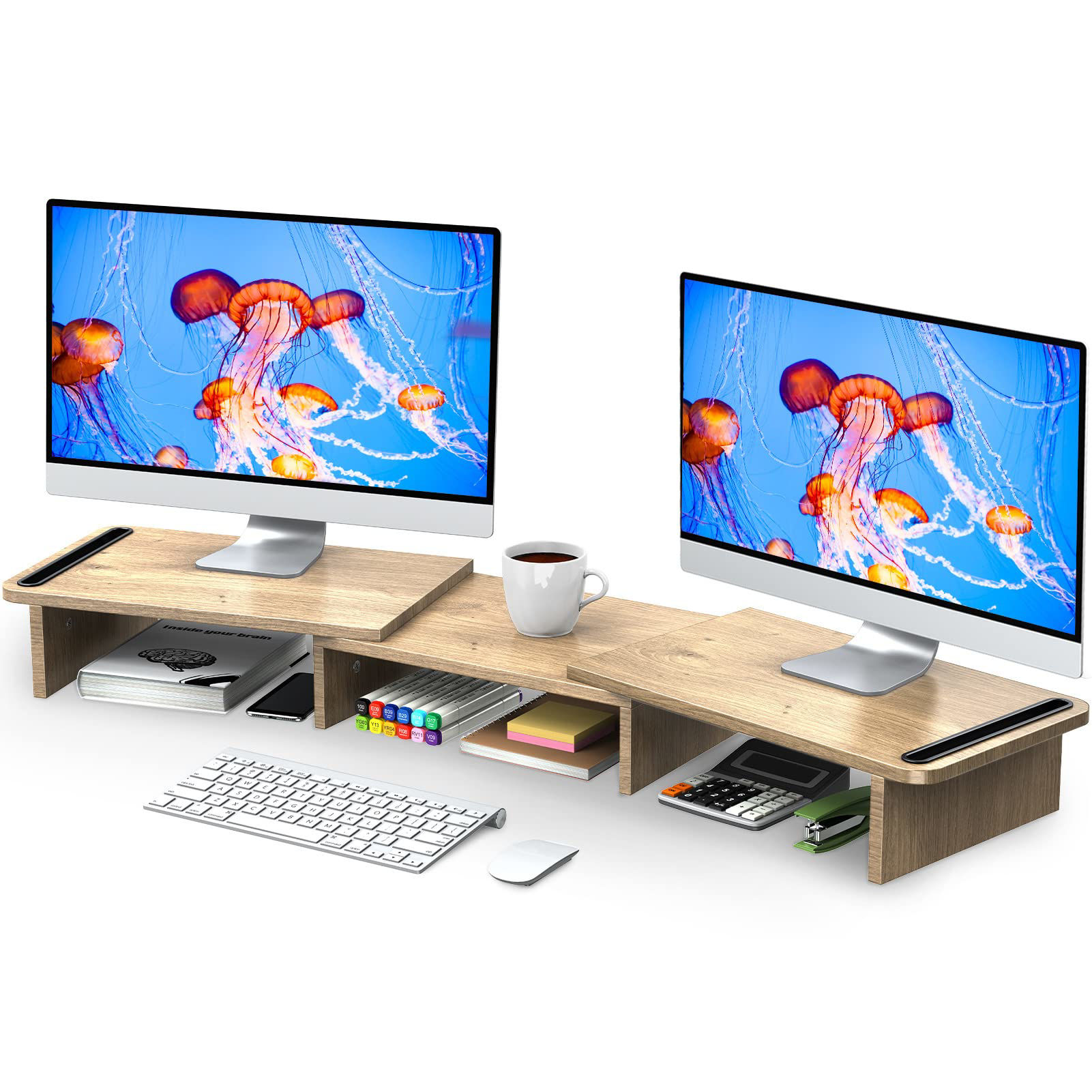 GetUSCart- Zimilar Dual Monitor Stand Riser, Monitor Stand with ...