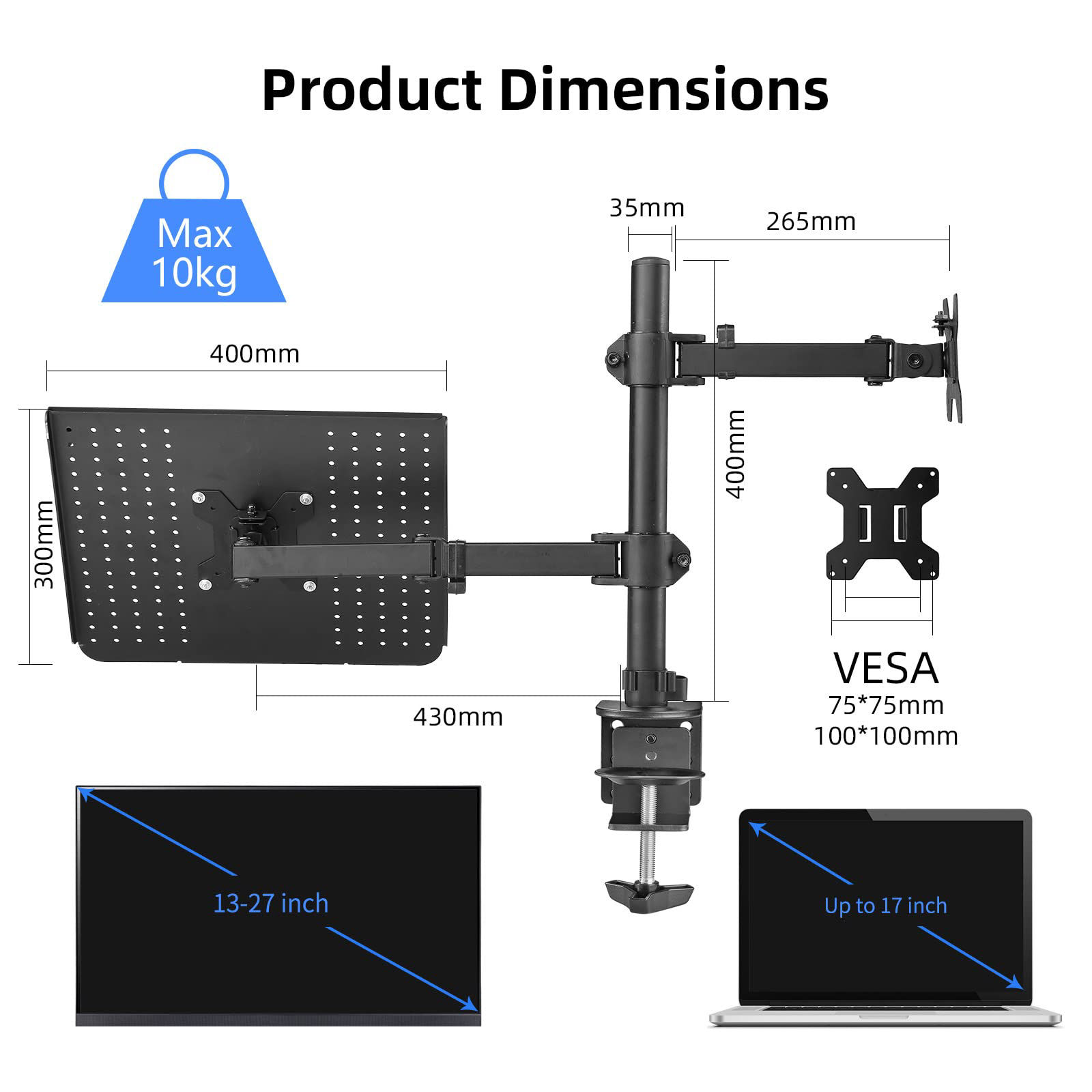 GetUSCart- Suptek Monitor and Laptop Mount,Adjustable Monitor Arm Stand ...