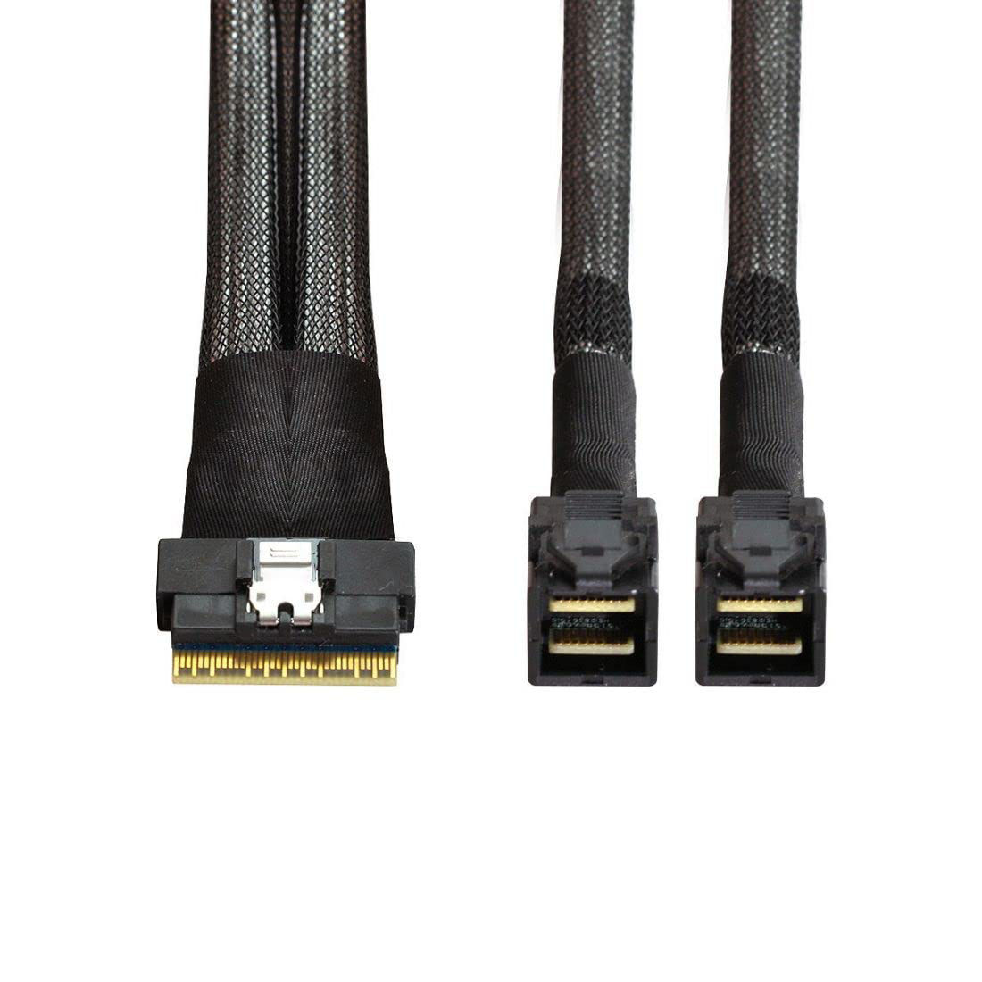 GetUSCart- chenyang CY SFF-8654 8i 74Pin PCI-E Ultraport Slimline SAS Slim 4.0 to Dual SFF-8643 ...