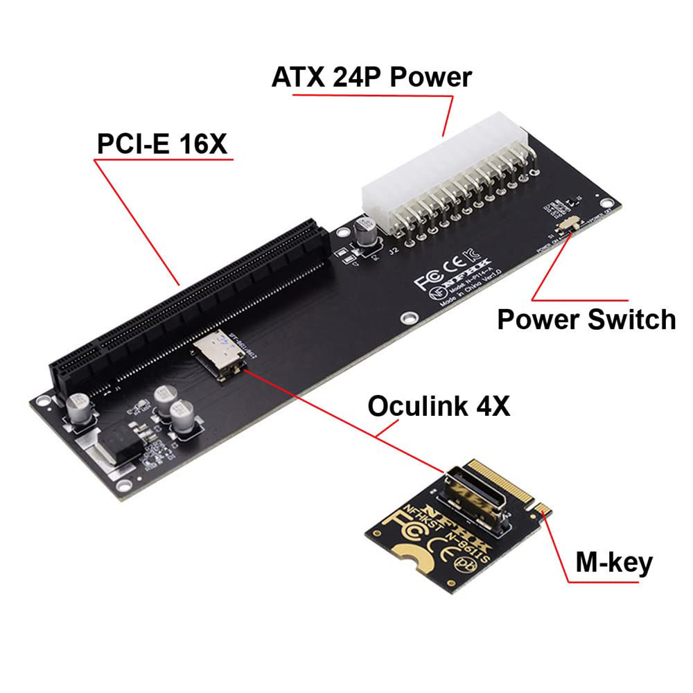 GetUSCart- NFHK PCI-E 3.0 M.2 M-Key to Oculink SFF-8612 SFF-8611 Host ...