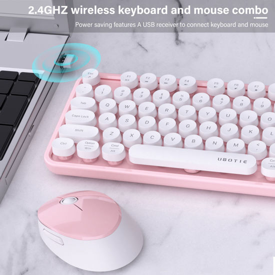 Getuscart Ubotie Colorful Computer Wireless Keyboard Mouse Combos Typewriter Flexible Keys