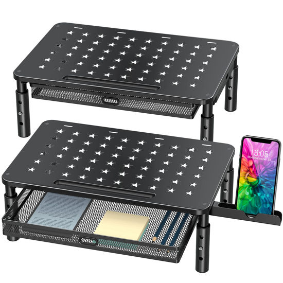 GetUSCart- Zimilar 2 Pack Monitor Stand Riser with Metal Drawer, 3 ...