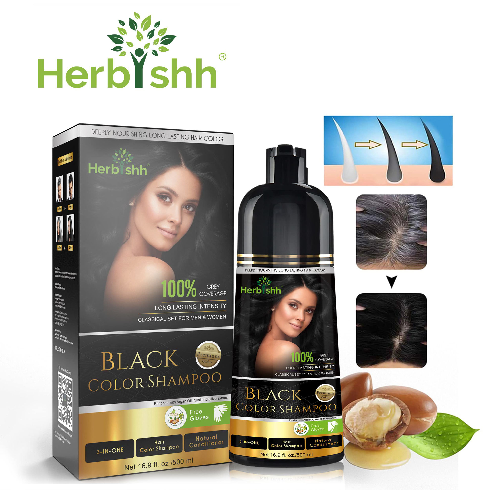 Getuscart Herbishh Hair Color Shampoo For Gray Hair Magic Hair Dye 8632