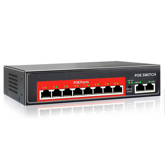 GetUSCart- AI PoE Switch (8 POE Ports +2 Uplink), 802.3af/at PoE+ 100Mbps, 120W Built-in Power ...