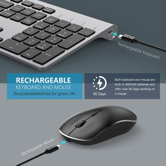 GetUSCart- Rechargeable Wireless Keyboard Mouse-J JOYACCESS 2.4G Full ...