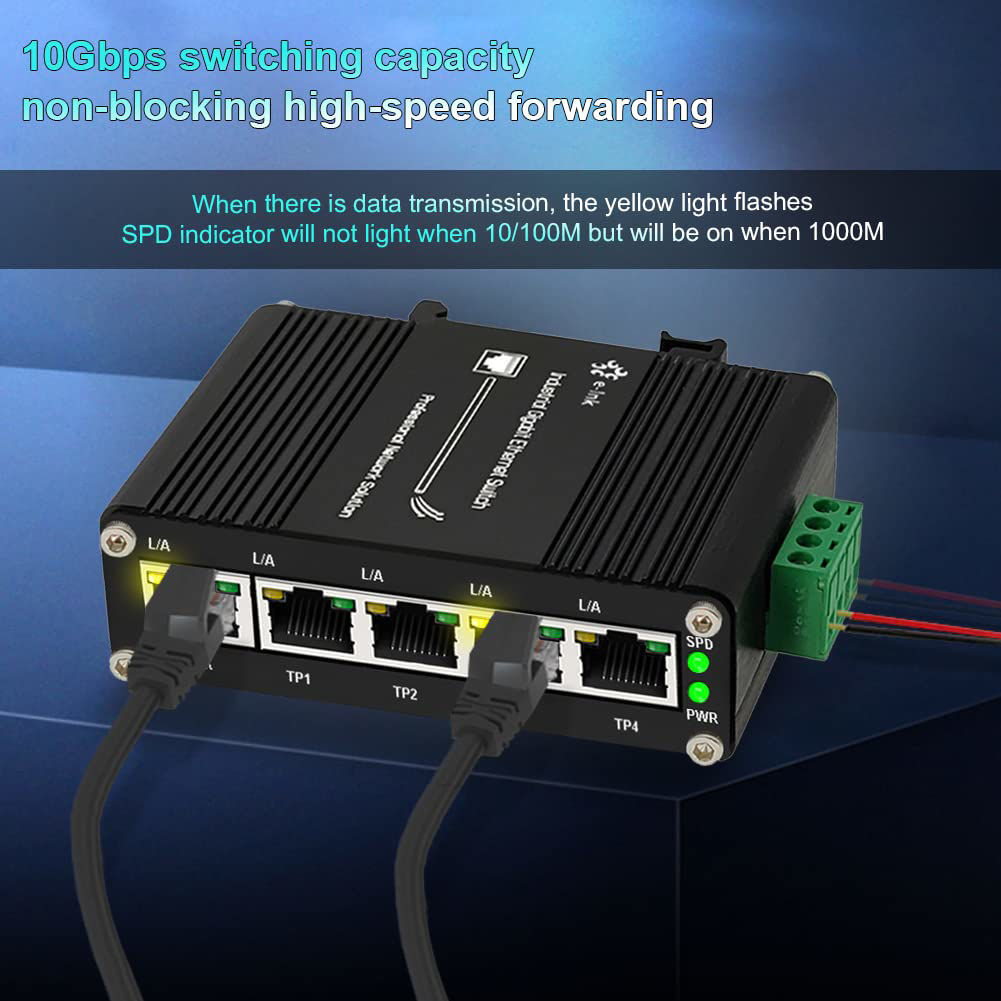 GetUSCart- Mini Industrial 5 Ports Gigabit Switch Hardened 5 Port RJ45 ...